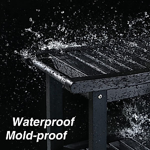 ACUEL Poly Lumber Shower Bench Seat, Larger Size 22" x 13", Shower Benches for Inside Shower, Waterproof Shower Stool with Handles & Storage Shelf, Shower Chair for Bathroom, Bath Stool to Sit (Black)