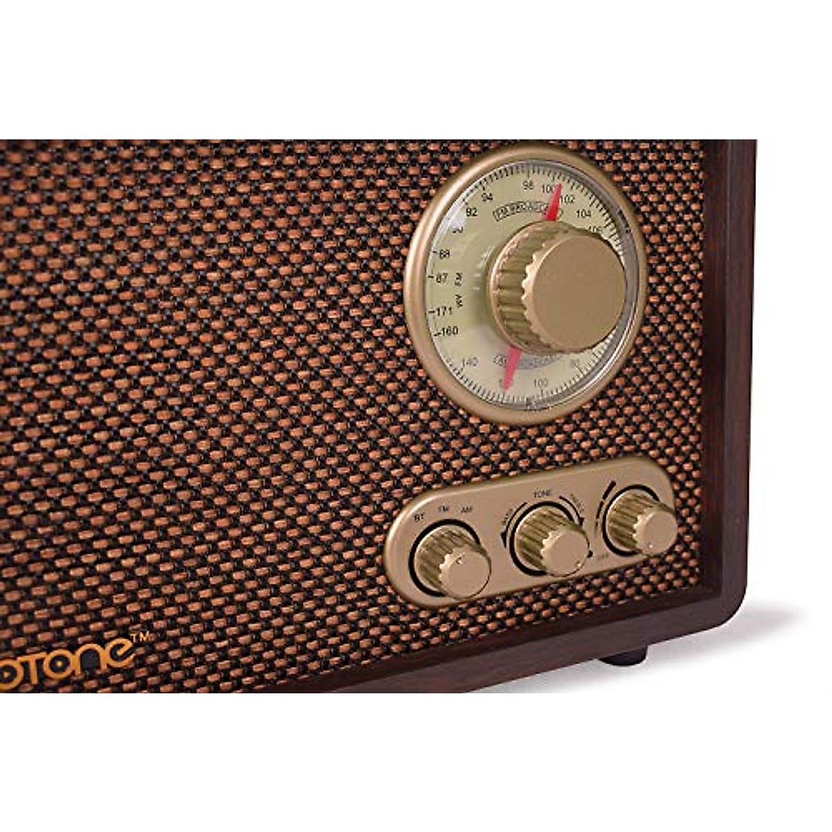 LoopTone FM AM Radio Retro Wood Radio with Bluetooth Play Mp3 and Antenna Built in Speaker for Kitchen Living Room