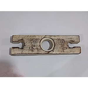 EARTHLY HOME Wine Bottle Rack White Wooden Wine Bottle & Glass Holder Handmade Antique Wood Stand for Wine for Two Glasses & Bottle Beautifully Handcrafted Antique Look Traditionally Handcrafted