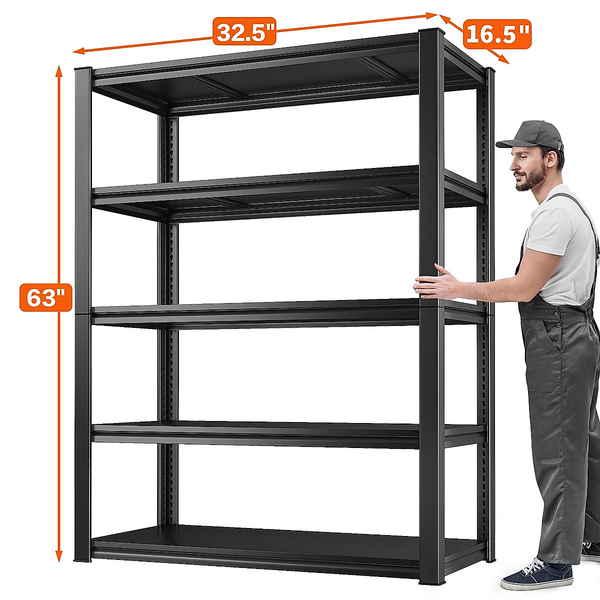 Raybee Storage Shelves Heavy Duty Garage Shelving, 2 Pack, Heavy Duty Shelving Loads 2050Lbs, Adjustable 5-Tier Metal Shelves for Storage, Garage Shelves Heavy Duty for Warehouse,Pantry,Kitchen
