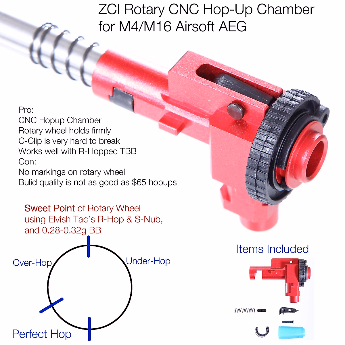 Elvish Tac R-Hopped ZCI 6.02 Tightbore Barrel Modify Flat-Hop Bucking ZCI CNC Hopup S-Nub AEG R-Hop RHop (380)