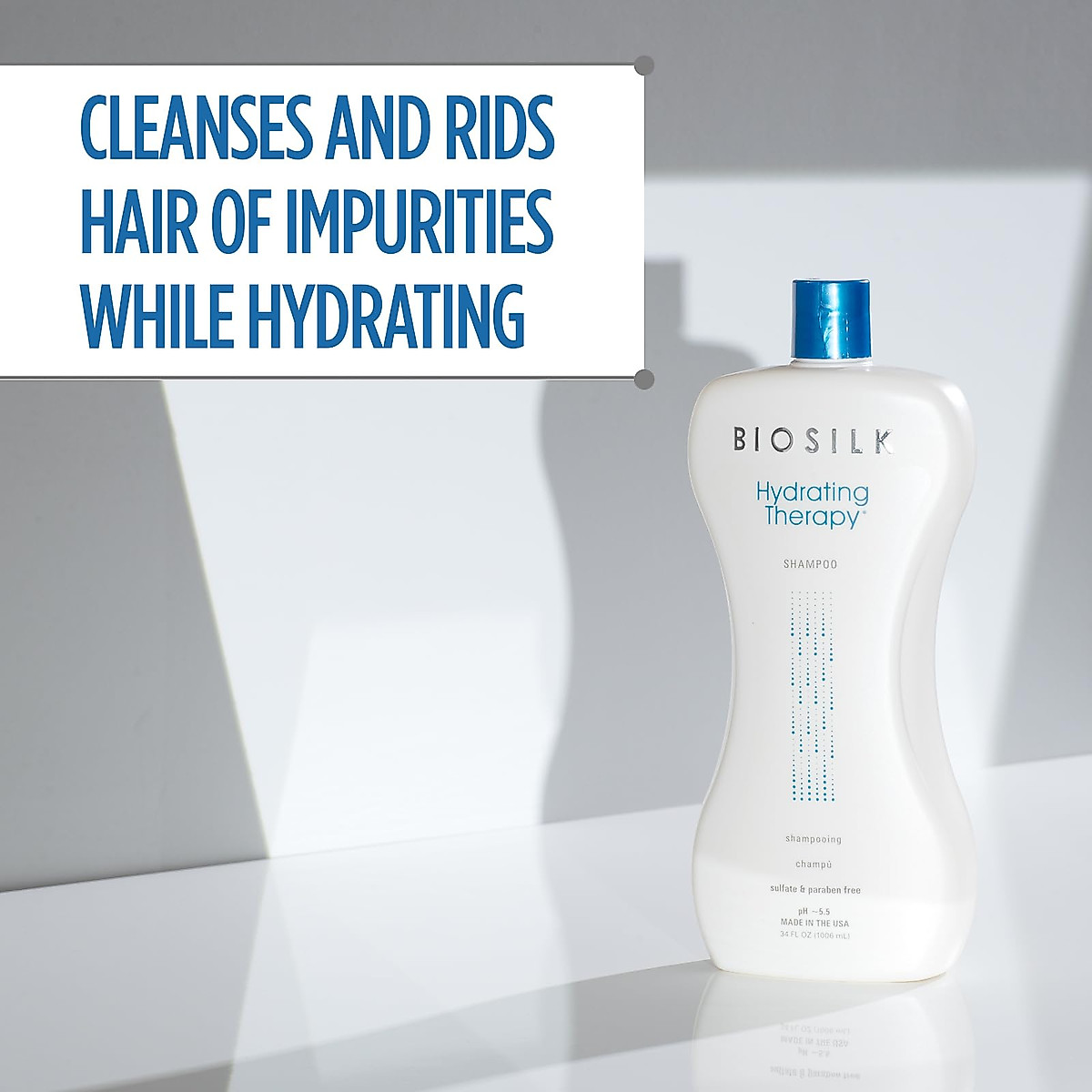 BioSilk Hydrating Shampoo, Replenishes Hair Moisture For Strong, Smooth Hair, Sulfate, Paraben, & Cruelty-Free, 34 Oz