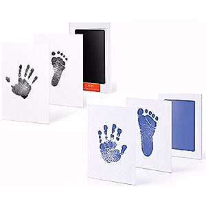 2 Pack Black and Blue Clean Touch Safe InkPads Hand and Footprint Newborn Baby Handprint or Footprint Clean Touch Ink Pad (2 Pack Black & Blue Ink Pad)