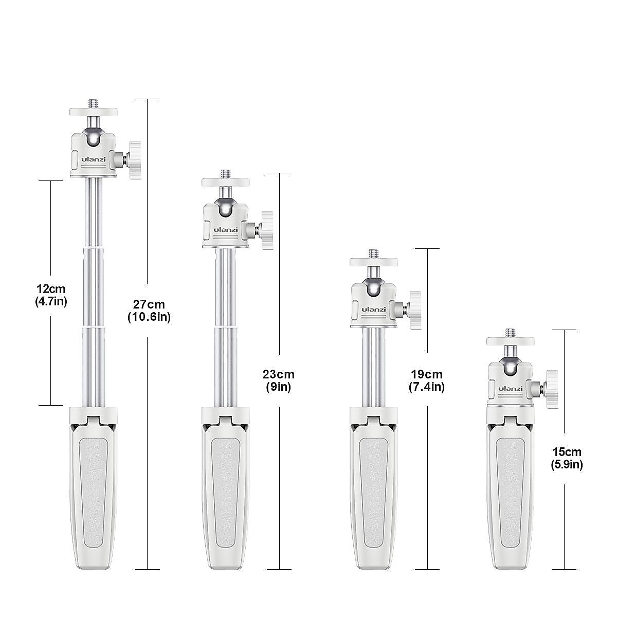 ULANZI Extension Pole Tripod, Mini Selfie Stick Tripod Stand Handle Grip for iPhone 13 Pro Max Samsung OnePlus Google Smartphone Canon G7X Mark III Sony RX100 VII A6400 Cameras Vlogging (Off-White)