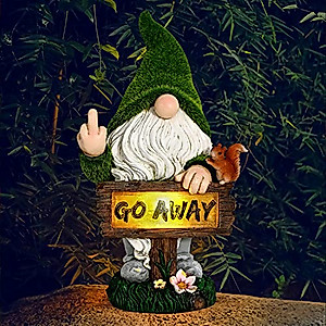 ASAWASA Gnomes Decorations for Yard with Solar LED Light,Large Outdoor Funny Garden Lawn Gnome Decor(Tall 11.8 Inches)