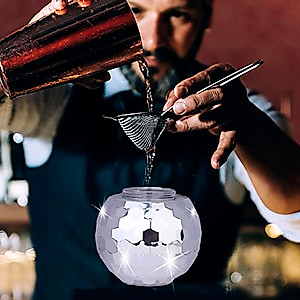 Tongnian 12 PCS Disco Ball Cups Tumbler Disco Flash Ball Cocktail Cup Silver Spherical Cup with Lid and Straw Disco Wine Glass Drinking Syrup Tea Bottle for Disco Bar Party Supplies