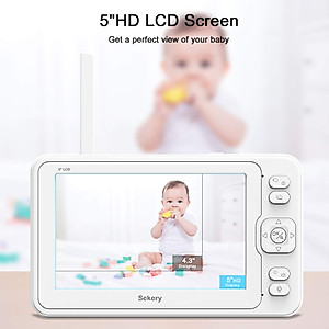 Sekery Video Baby Monitor, 1080P 5" HD Display Baby Monitor with Camera and Audio, Two-Way Audio,Temperature Monitor, Night Vision,Lullaby,VOX Mode,Recording&Playback