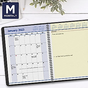 AT-A-GLANCE 2023 Weekly & Monthly Planner, QuickNotes, Quarter-Hourly Appointment Book, 8-1/4" x 11", Large, Monthly Tabs, Pocket, Black (7695005)