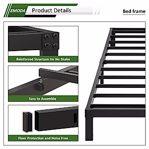 EMODA 6 Inch Twin Bed Frames No Box Spring Needed, Heavy Duty Metal Twin Platform Bed Frame, Noise Free, Easy Assembly, Black