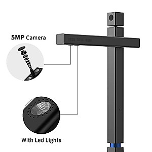 CZUR Shine 500 Surface Pro DC Document Scanner, 5MP Document Camera + 2MP Webcam+ Working Surface, A4 Scanner for Computer/Laptop, 180+ Languages OCR, Fast Scan 1s/Page, for PC/Mac