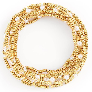 ELABEST African Waist Beads Cross Stretchable Belly Beaded Chain Body Jewelry Accessories for Women and Girls (Gold)