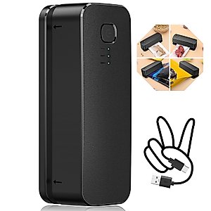 FEPPO Mini Bag Sealer, Bag Sealer Heat Seal Rechargeable Quick Seal Bags Machine, 3 Adjustable Gears Chip Bag Sealer with 3000mAh Battery 3.9" Heating Strip For Snack Bags Mylar Bags Food Storage
