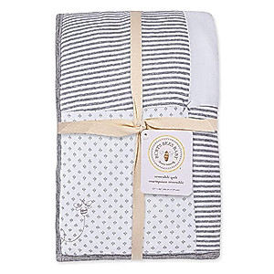 Burt's Bees Baby - Dottie Bee Reversible Quilt, 100% Organic and 100% Polyester Fill (Heather Grey)