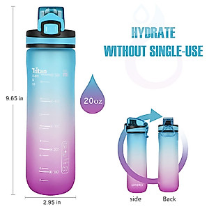 Opard Peak Water Bottle 20 Oz BPA Free Tritan Plastic Leak Proof Flip Top for School Kids Sports Gym Yoga Camping (Blue Purple)