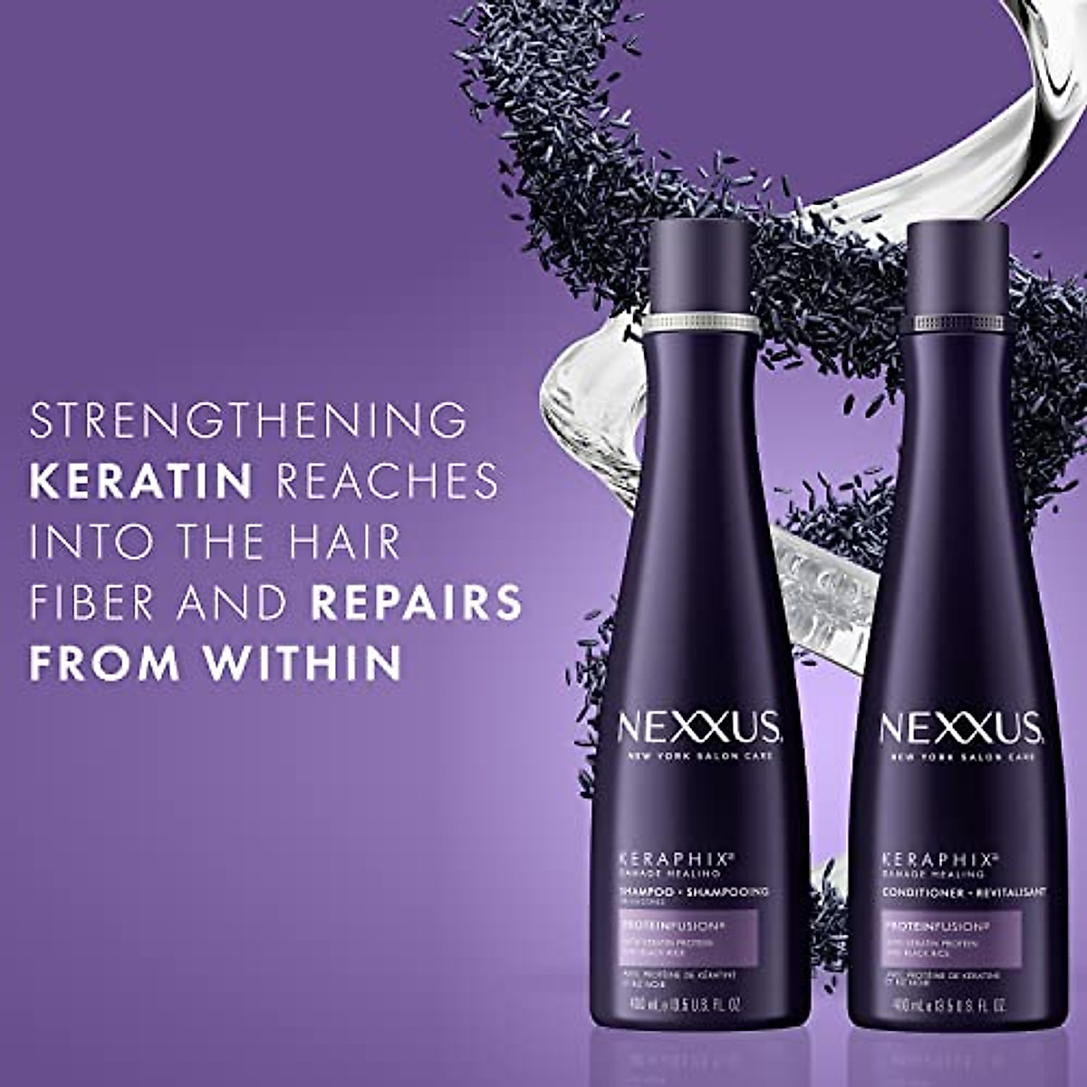 Nexxus Keraphix Shampoo for Damaged Hair Keraphix with ProteinFusion Silicone-Free with Keratin Protein and Black Rice 13.5 oz