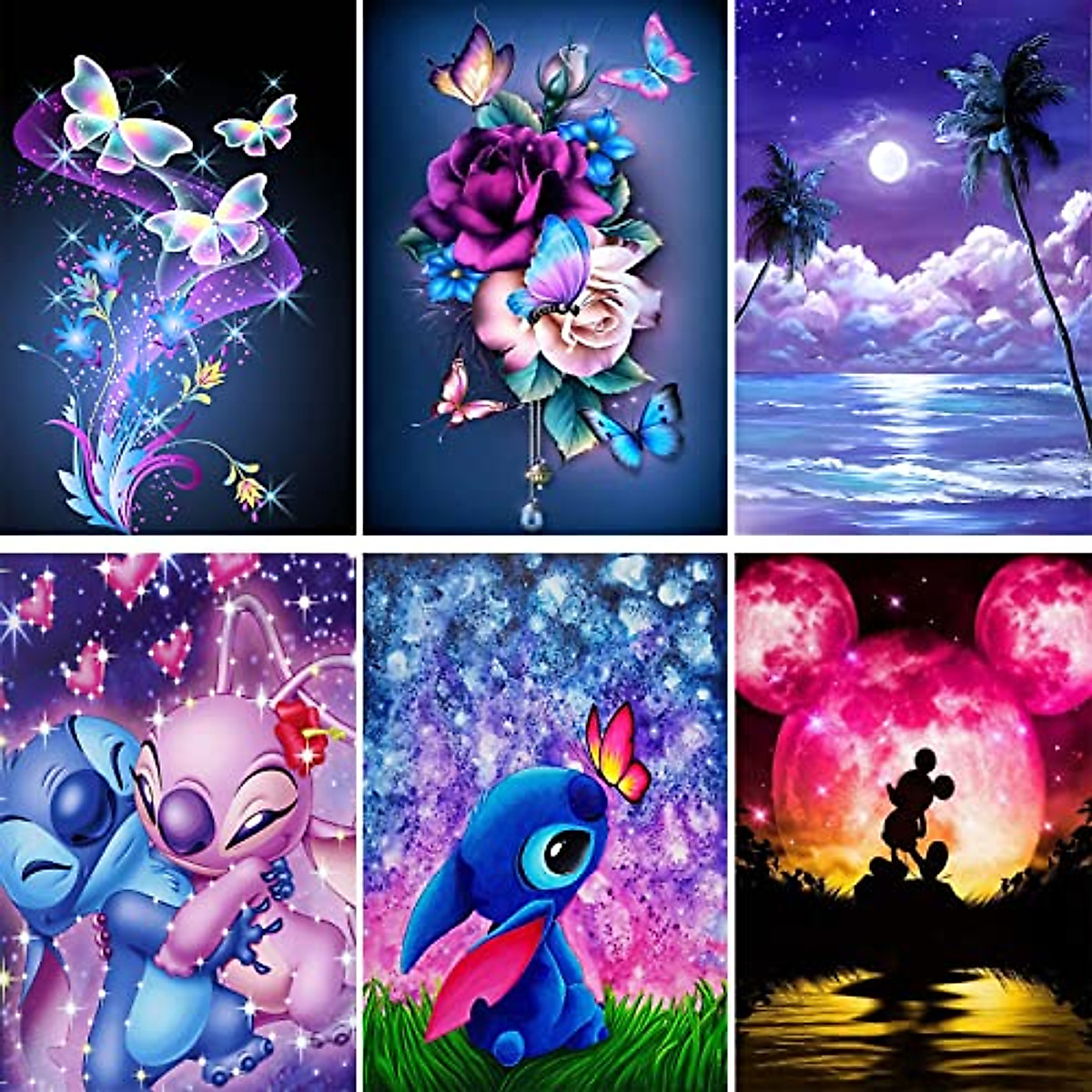 Umbalir 6 Pack Diamond Painting Kits for Adults & Kids, 14" x 18" Diamond Art Kits, DIY 5D Diamond Dotz Crafts Cartoon Images are Used for Home Décor