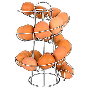 Tnfeeon Spiral Egg Dispenser Rack Indoor Egg Storage Organizer (Silver)