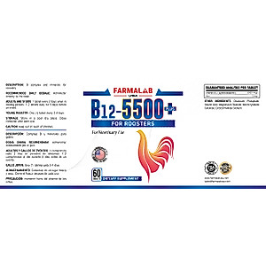 Farmalab B12 5500 Plus for Rooster Chicken Hens Poultry Gamefowl B12-5500 Plus para Gallos Gallinas Pollos Aves de Corral FARMALAB