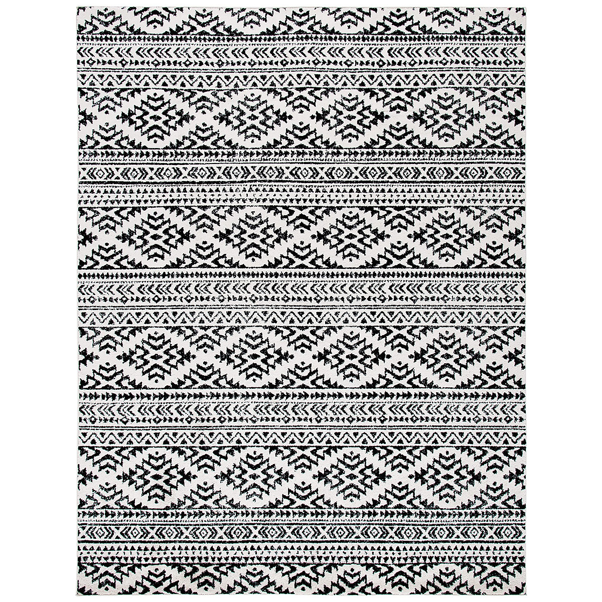 SAFAVIEH Tulum Collection Area Rug - 9' x 12', Ivory & Black, Moroccan Boho Tribal Design, Non-Shedding & Easy Care, Ideal for High Traffic Areas in Living Room, Bedroom (TUL272B)