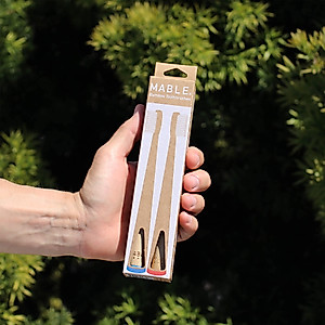 MABLE Bamboo Toothbrush, Adult Two Pack, BPA-Free Soft Bristle Toothbrushes, Eco-Friendly, Compostable Natural Wooden Toothbrush