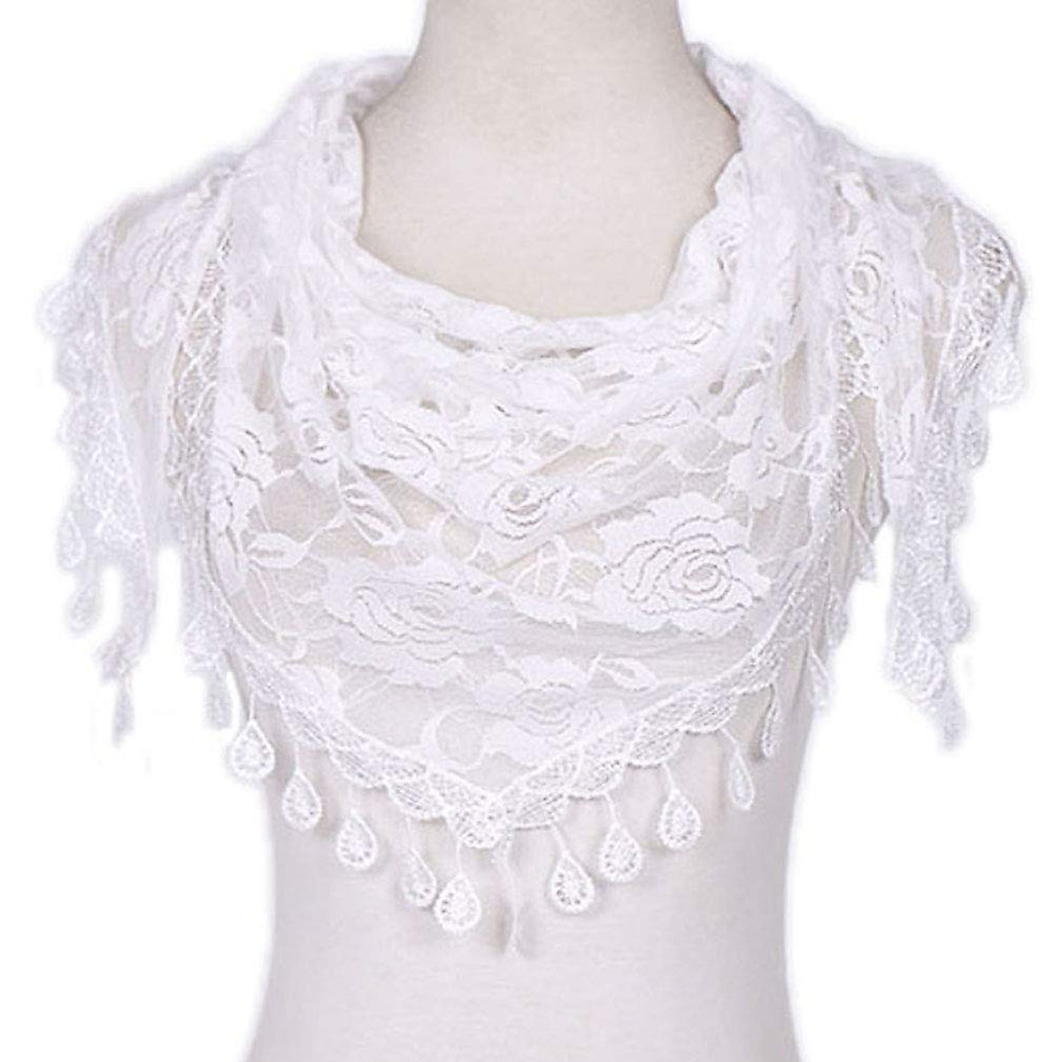 LMVERNA Mass Veil Catholic Church Mantilla Chapel Lace Shawl or Scarf Latin Mass Head Cover with a Handy Storage Pouch (White)