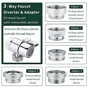 Sink Hose Shower Sprayer Attachment - Faucet Extension w/ 5 Adapters For Bathroom Bathtub, Kitchen Faucet, Utility Laundry Tub, Garden Hose Thread Spout For Delta, Moen, Kohler, American Standard