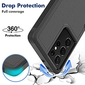 for Samsung Galaxy S21 Ultra Case: Dual Layer Protective Heavy Duty Cell Phone Cover Shockproof Rugged with Screen Protector - Military Protection Bumper Tough - Samsung Galaxy S21 Ultra 5G, Black