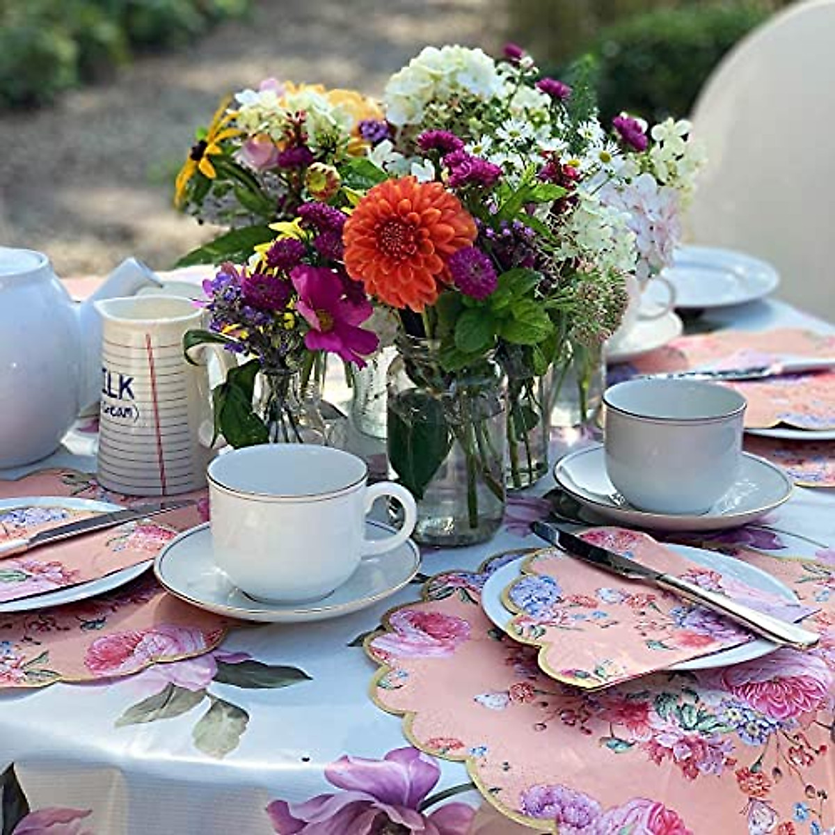 Talking Tables Truly Scrumptious Pack of 20 Floral Scalloped Napkins | Vintage Afternoon Tea Party Tableware For Decoupage, Birthday, Baby Shower, Bridal Shower, Mother's Day, multi, "12"""