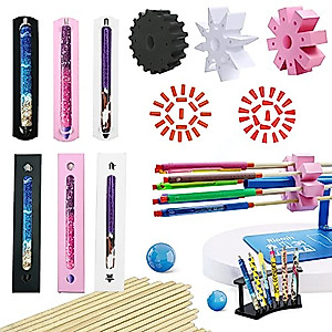 Epoxy Pen Turner Attachment and 9 Pcs Epoxy Pen Packaging kit, Epoxy Pen Adapter for Holding Pens on Cup Tumbler Turners, Glitter Pen Box for Giving The Pen as a Gift (White, Black, Pink)