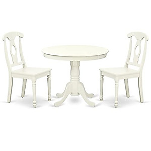 East West Furniture ANKE3-LWH-W Dining Room Table Set, 3-Pieces