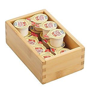 mDesign Wood Bamboo Storage Bin Container, Drawer Organizer Crate Boxes for Kitchen Pantry Cabinet, Shelf, Island or Countertop, Holds Snacks, Spices, or Drinks, Echo Collection, 4 Pack, Natural/Tan