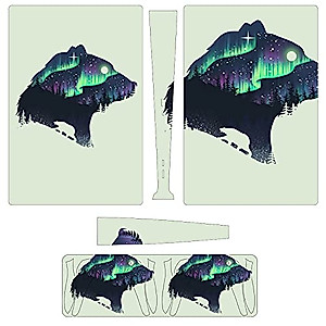 PlayStation 5 Digital edition version sticker protective cover, Northern Lights ps5 controller protective shell (compatible with ps5 Digital edition)