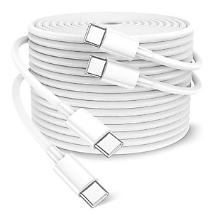 100W USB C to USB C Cable 2-Pack 10ft, Upgraded Fast Charging USB Type C to Type C Cable, USB-C Cord Phone Charger Compatible with iPhone 16/15/Samsung/Android/Phone/Pad/Macbook/Pro/Plus/Max etc.