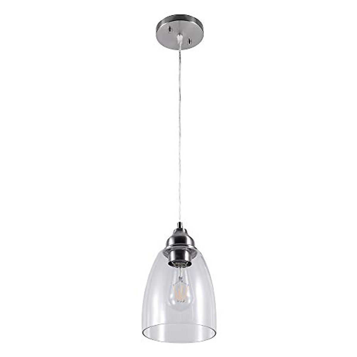 YaoKuem Pendant Lighting Fixture, Hanging Ceiling Lights with E26 Medium Base, Metal Housing with Clear Glass, Bulbs not Included, 2-Pack