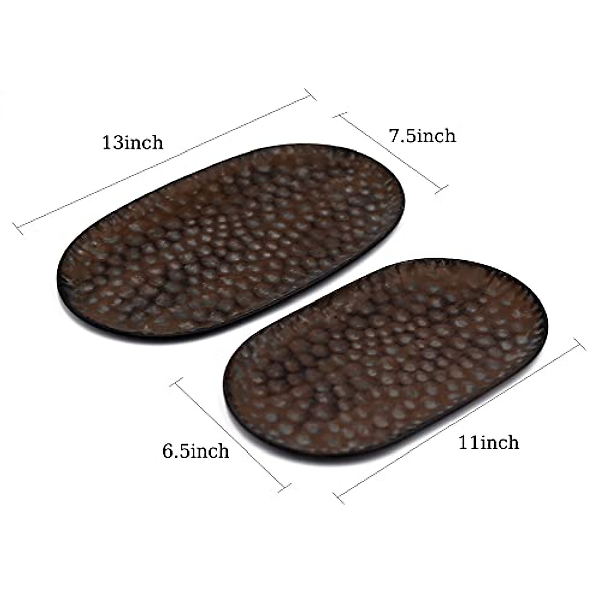 Funerom 13 x7.5 inch Galvanized Metal Tray Oval Tray Farmhouse Serving Tray