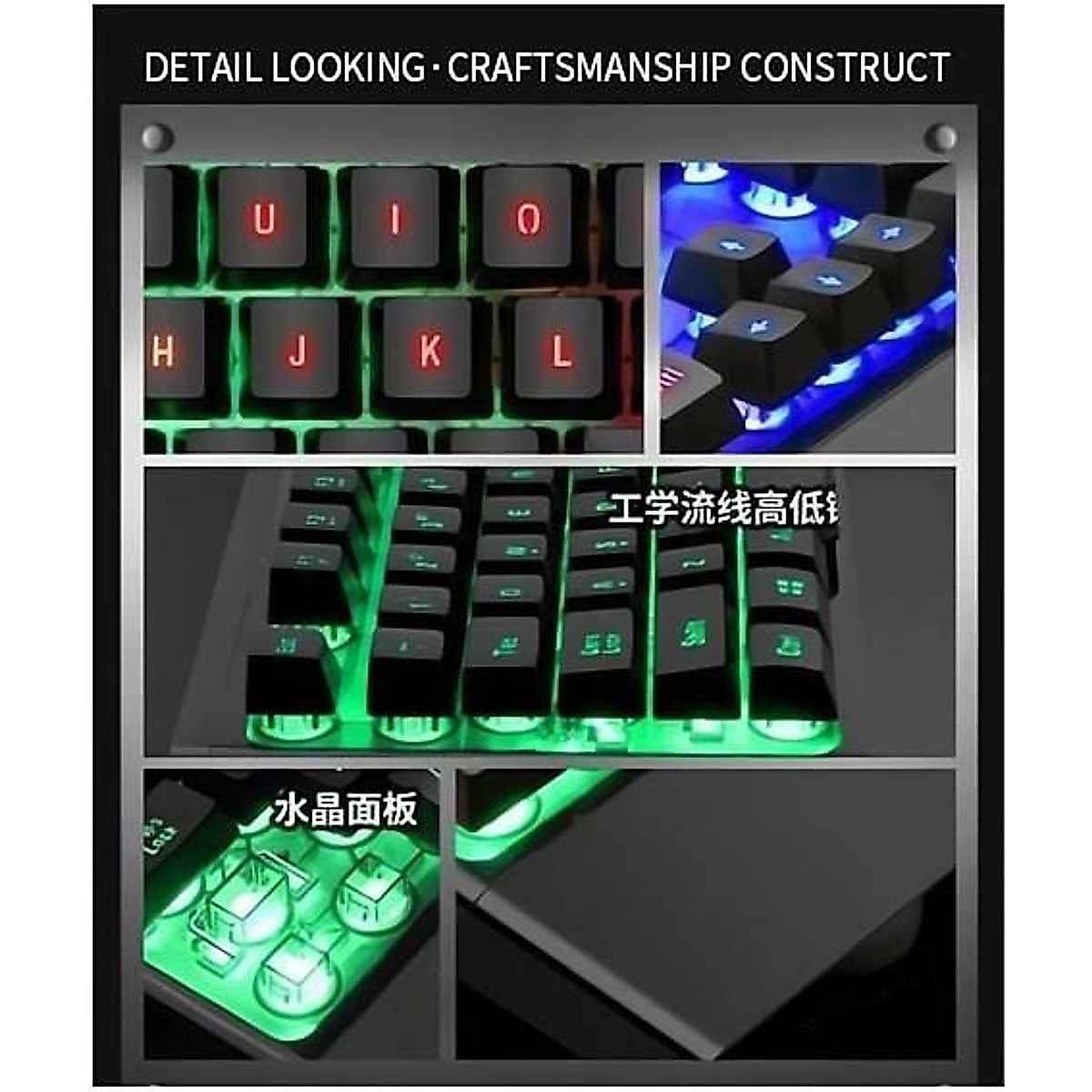 SAMA HJ9525 RGB Gaming Mechanical Keyboard and Mouse Set Wired 108 Keys Computer Keyboard and RGB Mouse Black