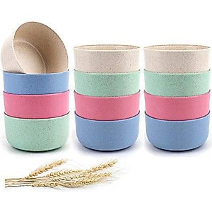 Nicunom 12 Pack Cereal Bowls, 15 OZ Unbreakable Wheat Straw Bowl Sets - Lightweight Noodle Soup Rice Salad Bowls Dishwasher Microwave Safe Bowl for Kids Children Toddler
