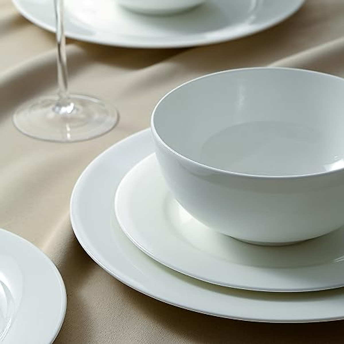 Stone Lain Aria Bone China 12-Piece Dinnerware Set, White