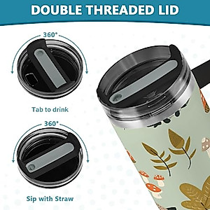 FRCSDIY Cartoon Raccoon Insulated Tumbler with Handle and Straw Lid,40oz Leakproof Stainless Steel Cup BPA-Free Water Bottle