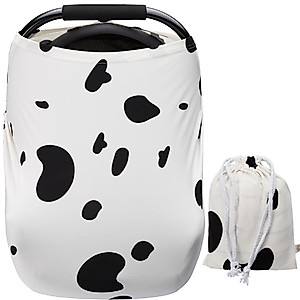 Arnzion Baby Car Seat Covers Cute Spotty Dog Super Soft Stretchy and Breathable Neutral Nursing Covers for Newborn with Storage Bag