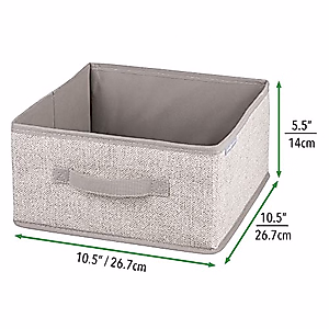 mDesign Soft Fabric Closet Organizer Box with Front Pull Handle for Shelves in Bedroom, Bathroom, Home Office - Holds Clothing, Linens, Accessories - Lido Collection - 8 Pack - Linen/Tan