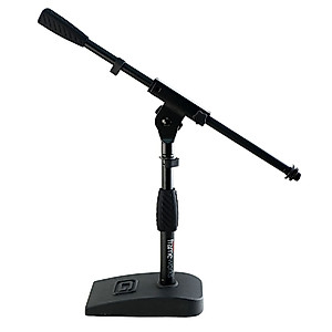 Gator Frameworks Short Weighted Base Microphone Stand with Soft Grip Twist Clutch, Boom arm, and both 3/8" and 5/8" Mounts; Base Dimensions - 4.5" X 8" (GFW-MIC-0821)