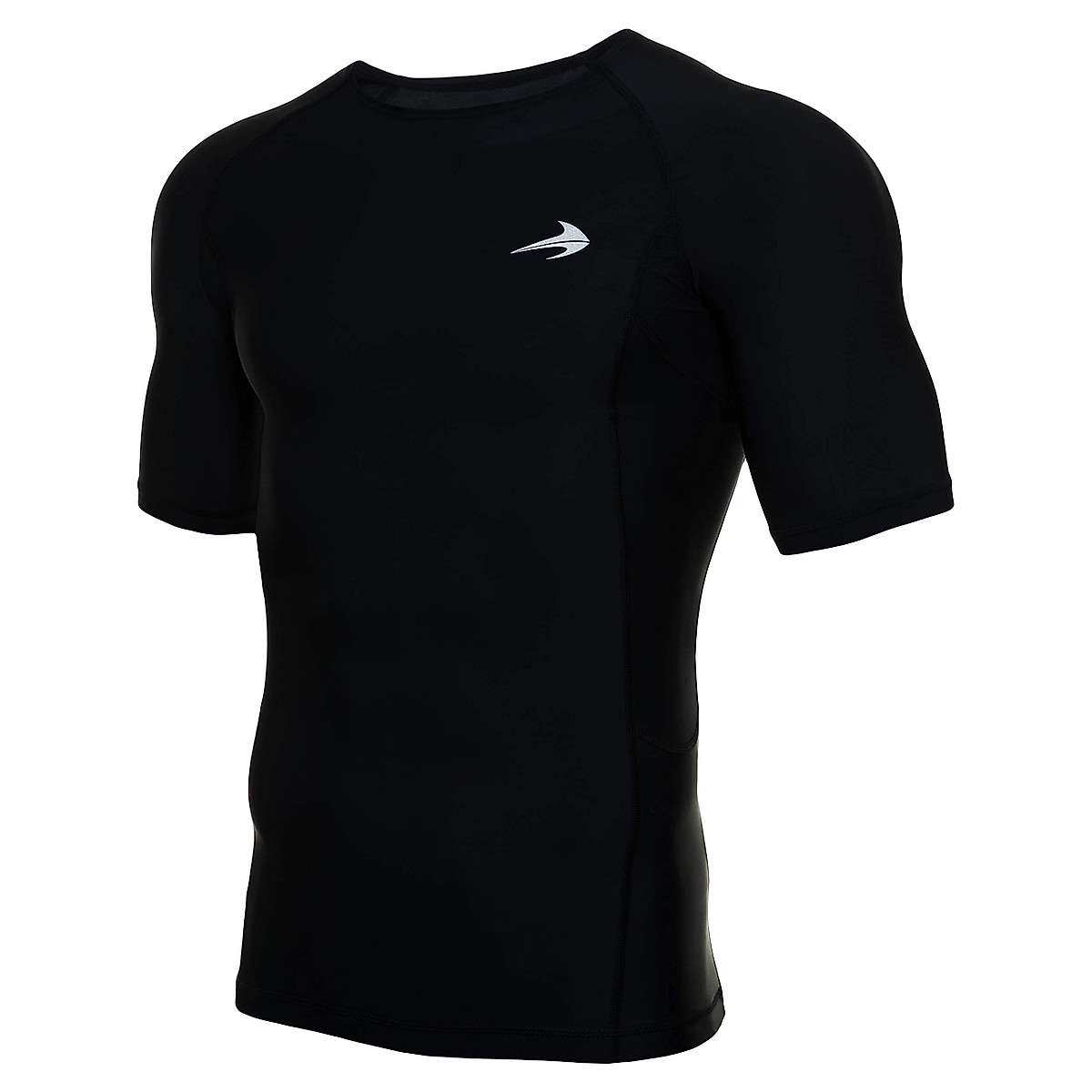 CompressionZ Men's Short Sleeve Compression Shirt - Athletic Base Layer (Black, Large)