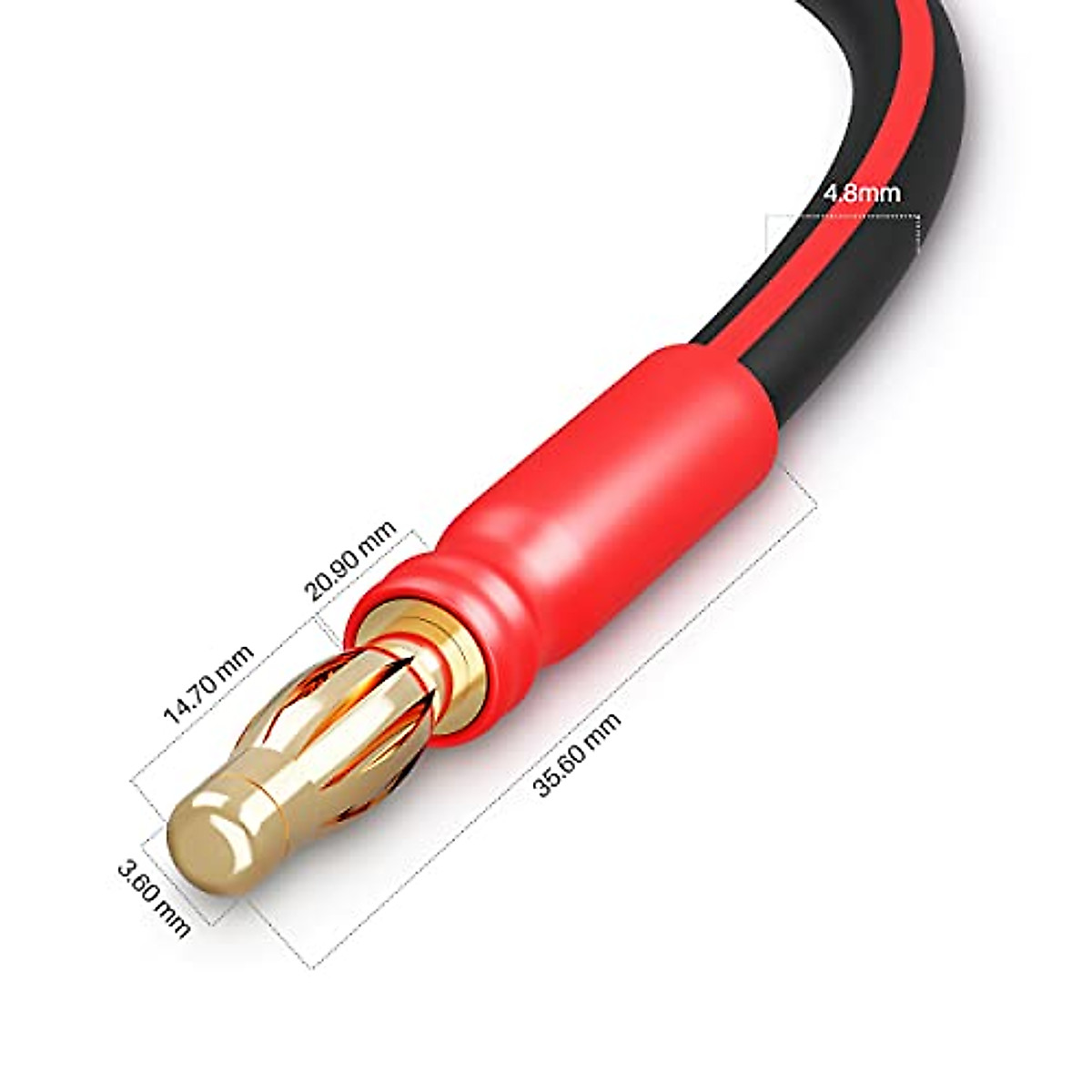 GearIT 14 AWG Speaker Cable Wire with Banana Plugs (2 Pack, 6.6 Feet - 2 Meter) 14Ga Gauge Banana Wire for Bi-Wire Bi-Amp HiFi Surround Sound - 99.9% OFC Copper, Gold Plated Tips - Black, 6 Ft