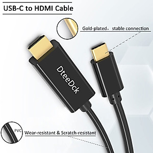 DteeDck USB C to HDMI Cable 6FT 2 Pack, 4K USB Type C to HDMI Adapter Video & Audio Output Thunderbolt 3 Thunderbolt 4 Compatible with MacBook pro, MacBook, iMac, Samsung, Surface Pro and More