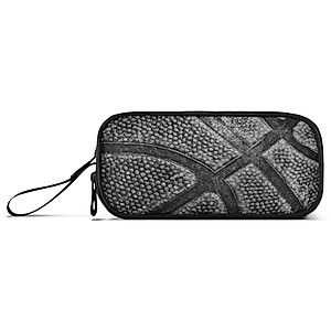 ALAZA Grunge Black Basketball Pencil Case Large Capacity,Pencil Pouch Office College Large Storage Pen Bag 3 Compartment Pencil Cases for Women Adults Teen