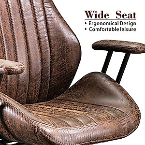 ovios Home Office Desk Chairs Ergonomic Office Chair Computer Desk Chair High Back Suede Fabric Desk Chair for Executive or Home Office (Dark Brown)
