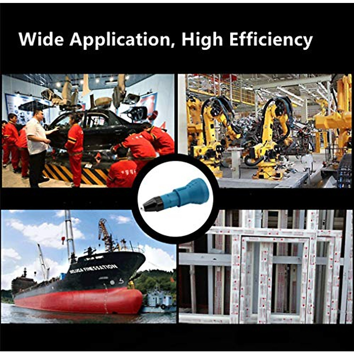 Rivet Gun for Cordless Drill Electric, 4EVERHOPE Electric Drill Tool Kit Riveter Adapter Insert Nut Hand Power Tool Accessories (Blue,8mm)