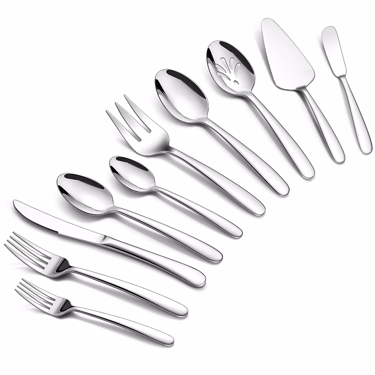 Onader 65 Piece Heavy Duty Silverware Set with Serving Utensils Stainless Steel Flatware Cutlery Set for 12