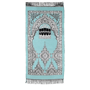 Light Blue Prayer Rug Muslim Carpet Mat Islamic Childrens Salat Small Kids Janamaz Sajda Rugs Sajadah Namaz Sajjadah Child Toddler Mosque Mini Praying Gebetsteppich Musallah Salah Masged Ramadan